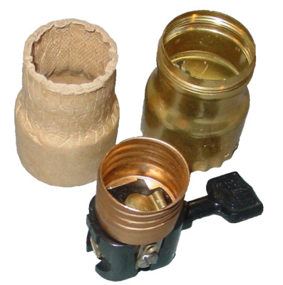 Vintage Bryant Brass Shell Lampholder Paddle Key Fluted Fat Boy Socket ...