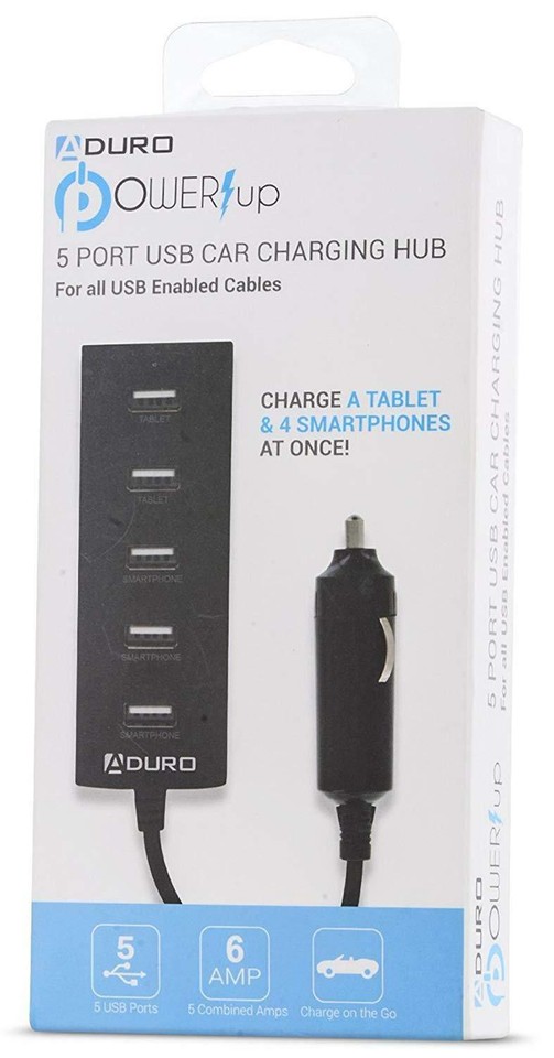 USB 5 Port Car Charger multiple power station For Apple Samsung LG PSP ...