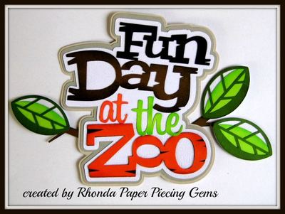 FUN DAY AT ZOO title paper piecing for Premade Scrapbook Pages DIE CUT ...