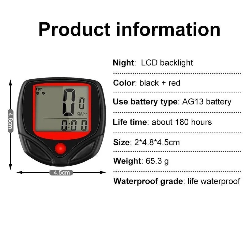Bike Bicycle SPEEDOMETER Cycle Digital Odometer Computer MPH KMH ...