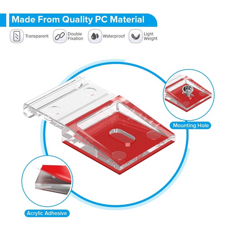 BTF-LIGTHING Transparent Strip Light Clips,Self Adhesive with Screws ...