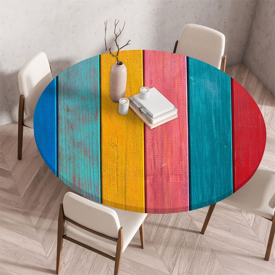 Woven Bricks Tablecloth Home Cafe Hotel Bar Fitted Round Table Cover ...