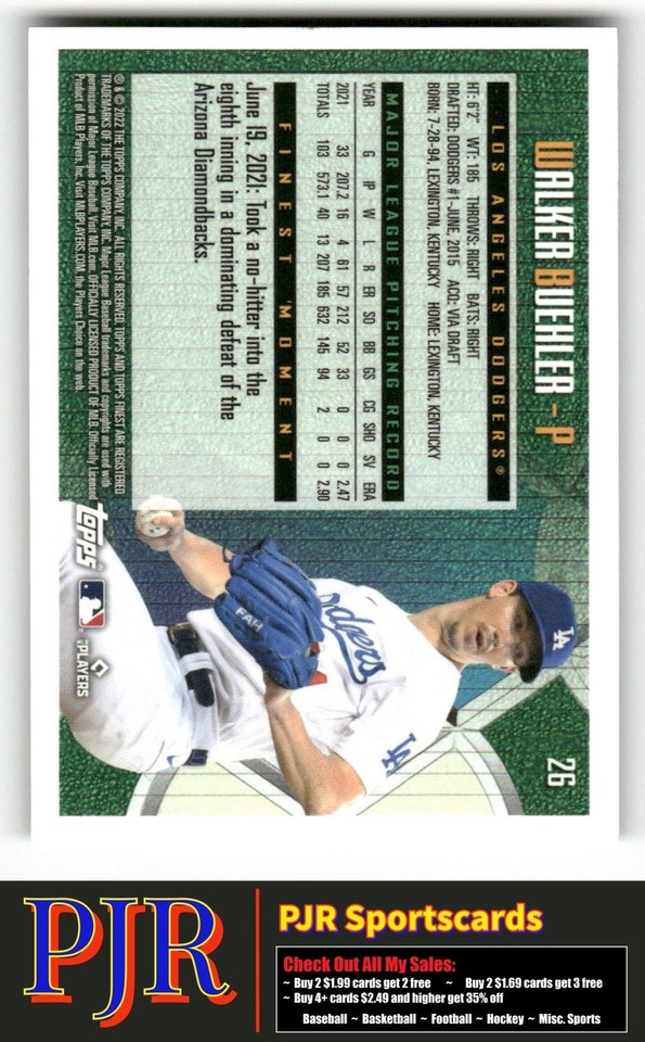 Walker Buehler 2022 Topps Finest Flashbacks #26 Los Angeles Dodgers | eBay
