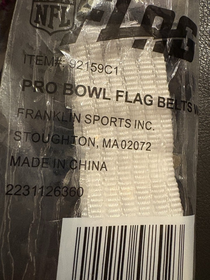 Rare NFL Pro Bowl Player White Flag Belt New In Package Item # 92159C1 ...