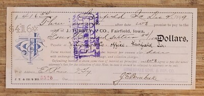 Letterhead Iowa 1899 Fairfield J Turney Company Carriages | eBay