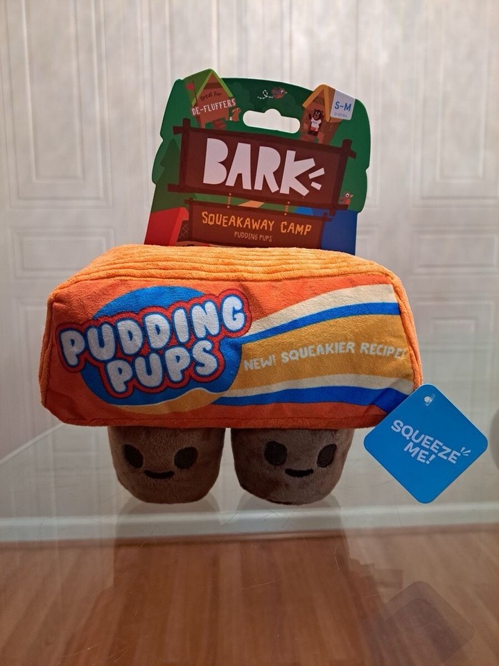 Bark Box Squeakaway Camp Pudding Pups Squeaky Crinkly Dog Toy 8x6" | eBay