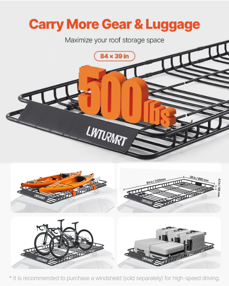 84" Universal Roof Rack Cargo Basket Car Roof Basket Luggage Storage ...