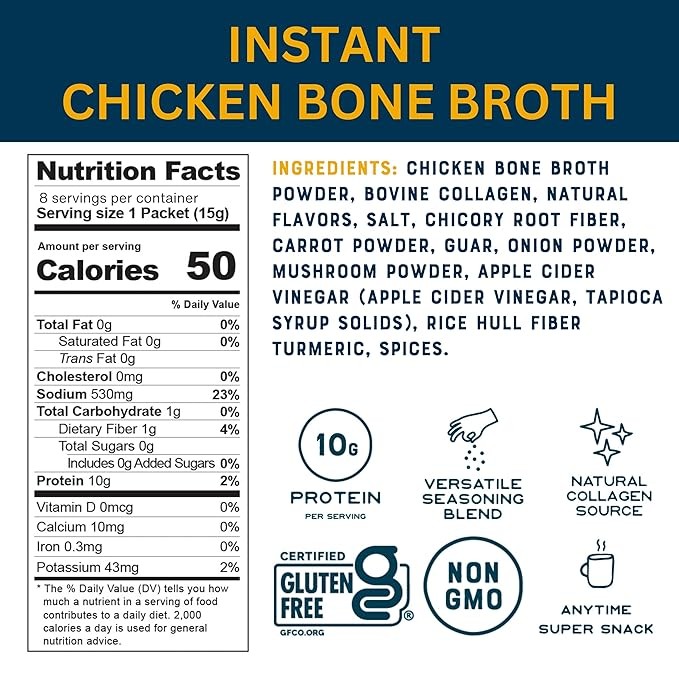 Bare Bones Instant Chicken Bone Broth Sticks, Rich Savory-8pack_NEW ...