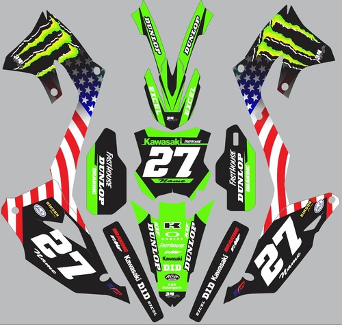 Graphics for Kawasaki KX450f 2019- and KX250f 2021-2023 American Flag ...