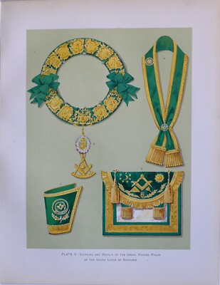1897 FREEMASON MASONIC REGALIA PRINT CLOTHING & REGALIA GRAND MASTER ...