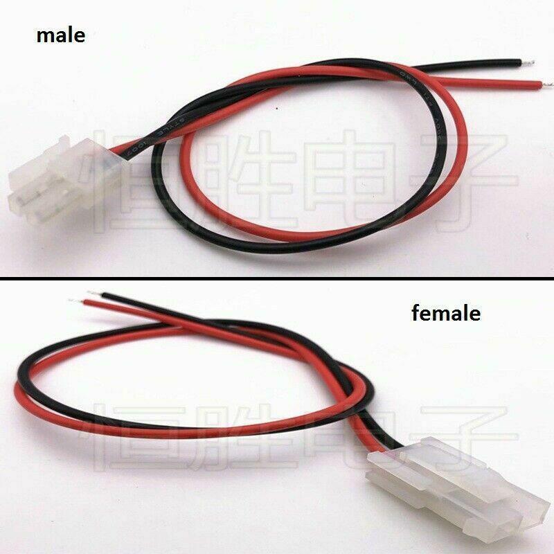KIT OF 2, 2 Way Pin Connector Plug Socket Set 2 Male & 2Female W/Wire ...