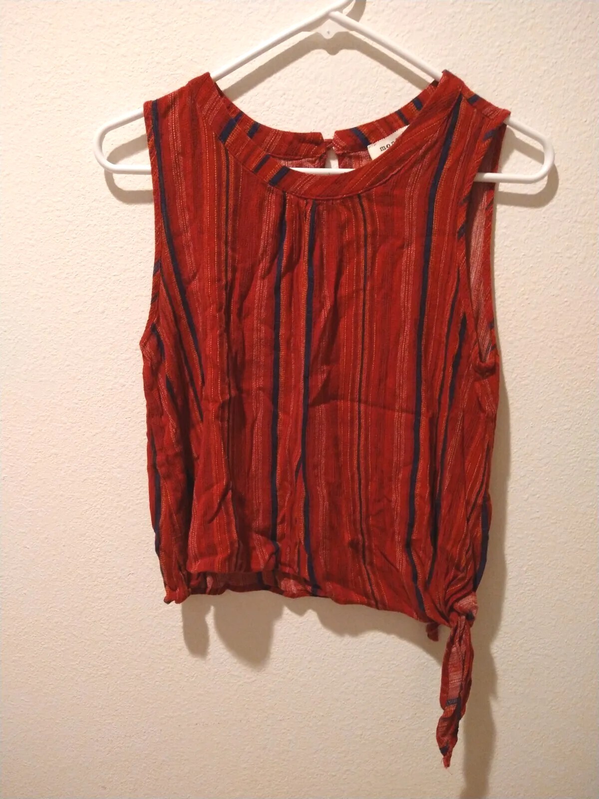 Monteau Red Striped Tank Top With A Side Tie. Women's Size L | eBay