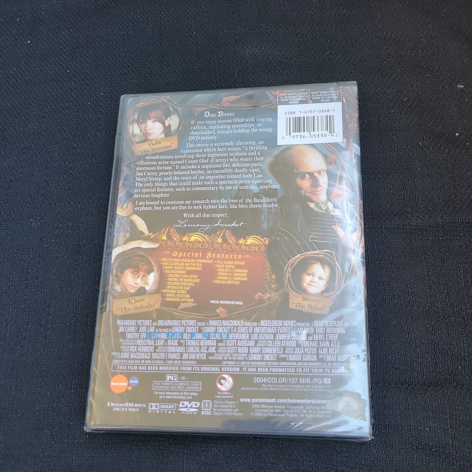 Lemony Snickets A Series of Unfortunate Events (DVD, 2005, Full Screen ...