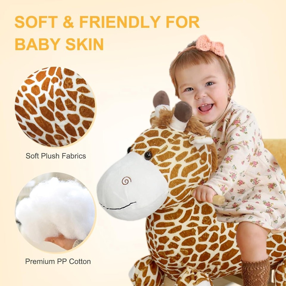 Kids Plush Rocking Horse Giraffe Ride-On Chair Toy Baby Rocker W ...