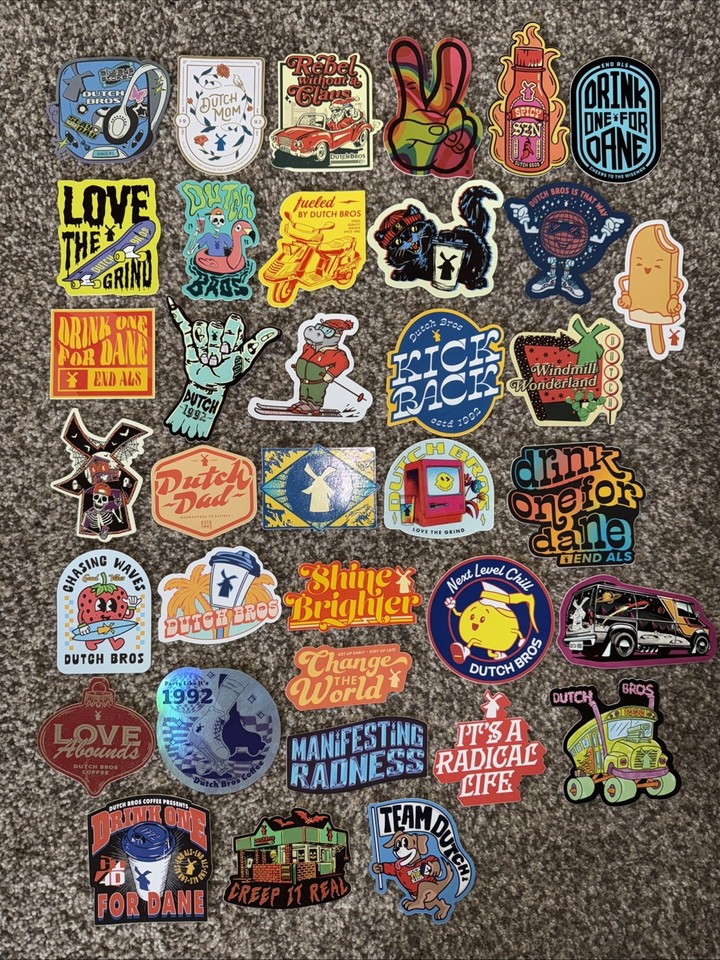 DUTCH Bros STICKER Lot COFFEE 36 Huge COLLECTOR Starter GROUP Set 2019 ...