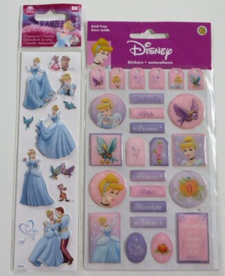 Lot of 2 Disney Cinderella Scrapbook Sticker Sets - Dimensional and ...
