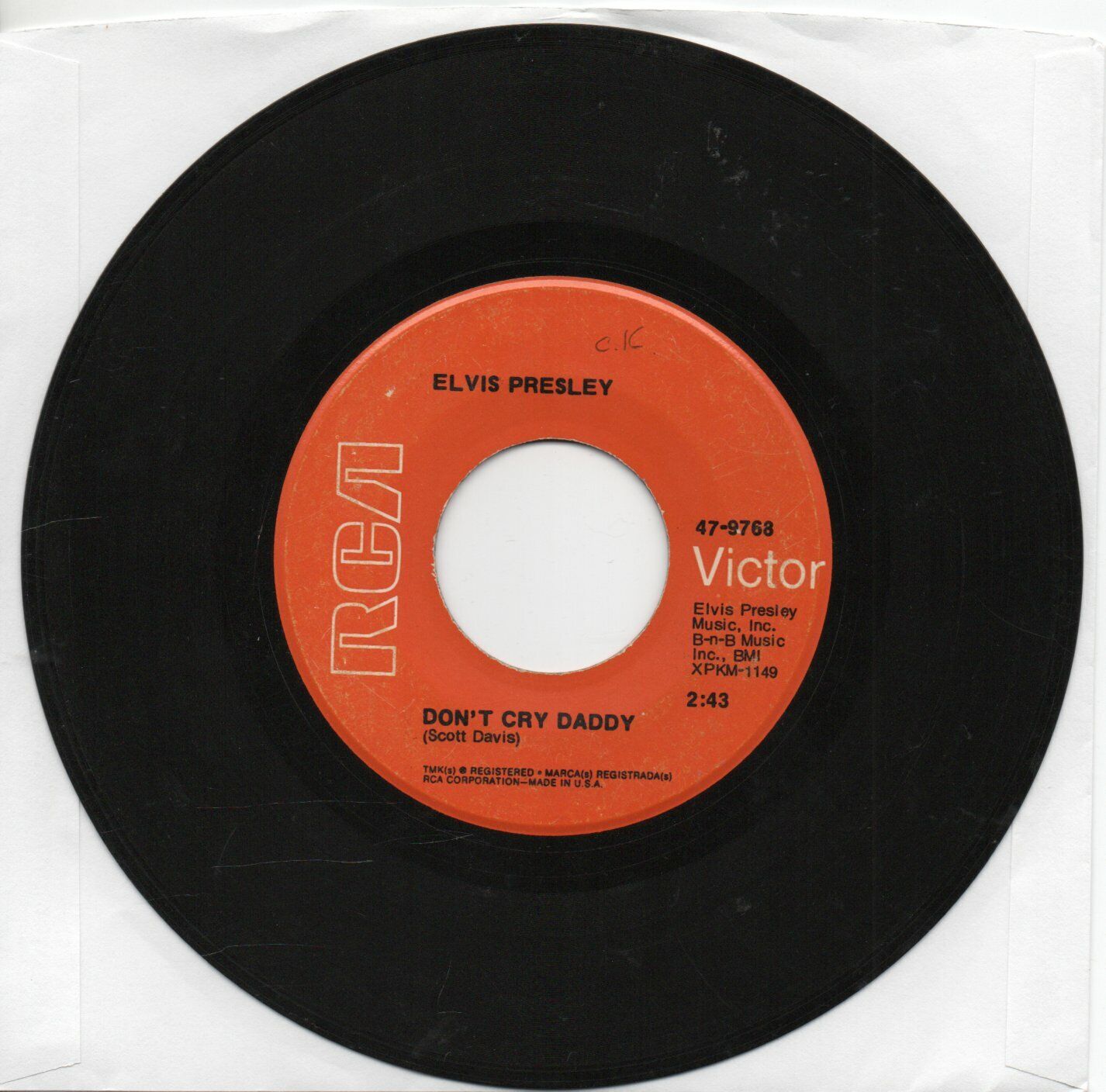 Elvis Presley Dont Cry Daddy Rubberneckin On Rca Original 45 Ebay