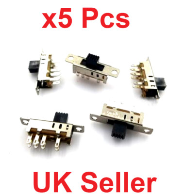 x5 PCS 8 Pin, 3 Position Slide Switch, 2P3T DP3T PCB Mount Mini ...