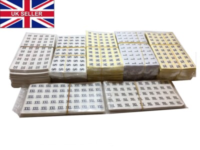 150 Clothes Size Stickers White Round Clothing Garment Labels/ XXS-6XL ...