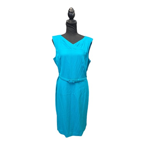 Classiques Entier Turquoise A Line Sleeveless Belted Dress Women’s Size ...