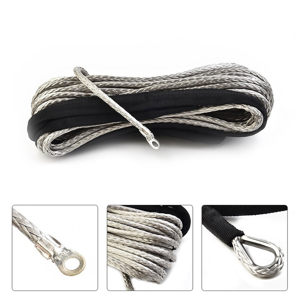 15Mx5MM Synthetic Winch Line Cable Rope With Sheath For ATV UTV Gray ...