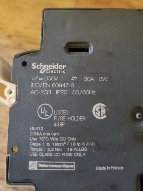 Fuse Holder Schneider Electric DFCC3V 10 X 38 600v 30 a Ship for sale ...