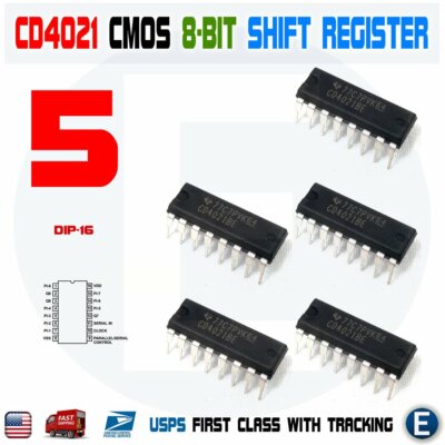 5pcs CD4021BE CD4021 Static 8-Bit Shift Register CMOS IC DIP-16 USA | eBay