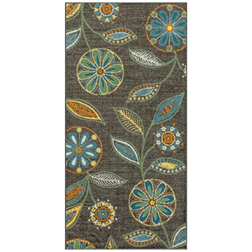 Maples Rugs Reggie Floral Kitchen Rugs Non Skid Washable Accent Area ...