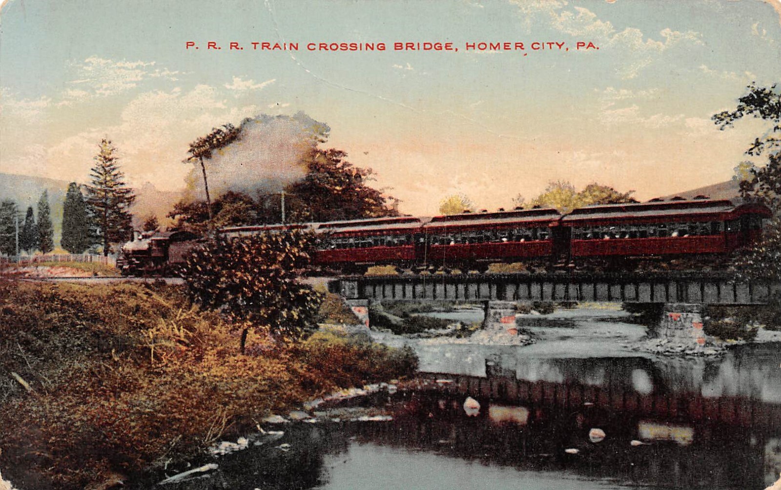 P R R Railroad Train Crossing Bridge Homer City Pennsylvania Postcard ...