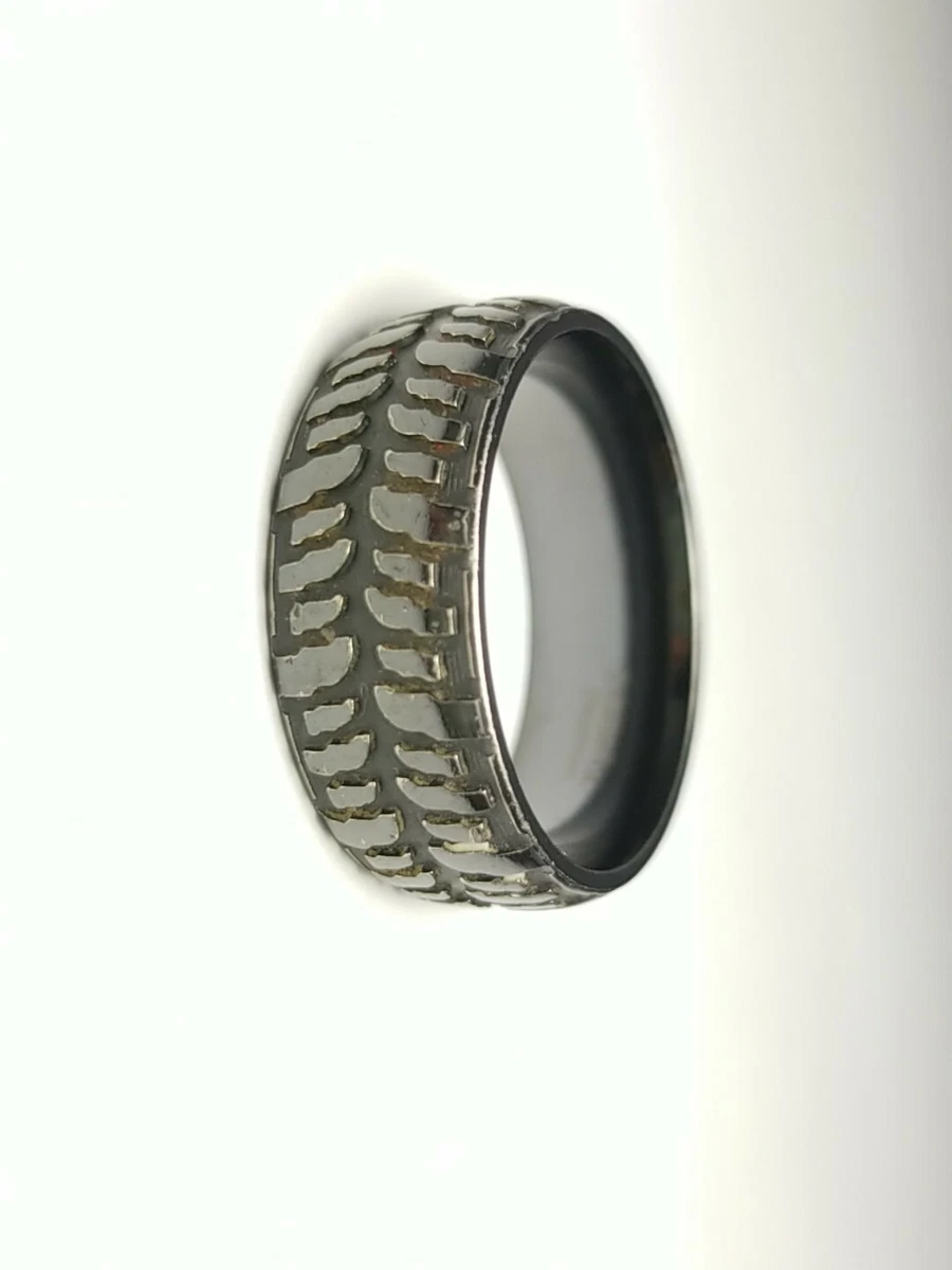 Tire Tread Wedding Ring Set