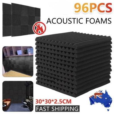 96PCS Sound Proofing Acoustic Panels Tiles Foam Studio Insulation Bass ...