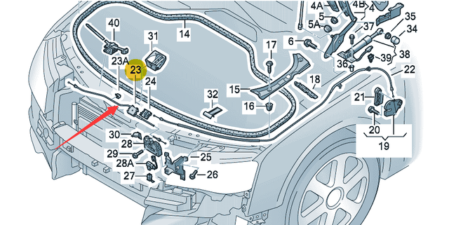 Genuine Front Hood Latch Bonnet Release Cable Middle For Audi A8 11 ...