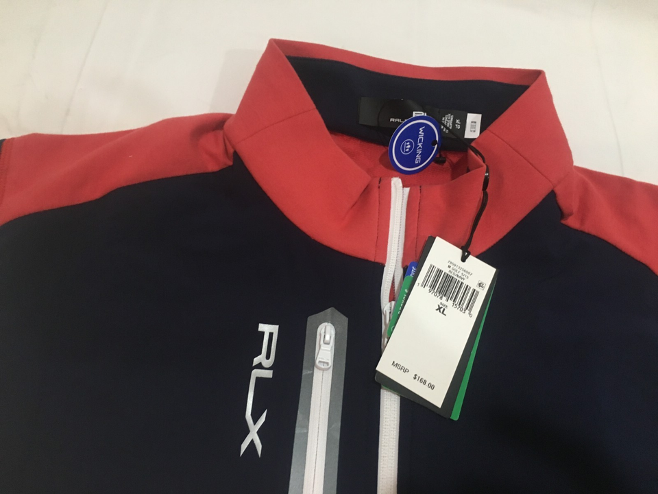 NWT $168.00 RLX Golf Ralph Lauren Mens Techy Terry FZ Vest Navy / Red Sz XL | eBay
