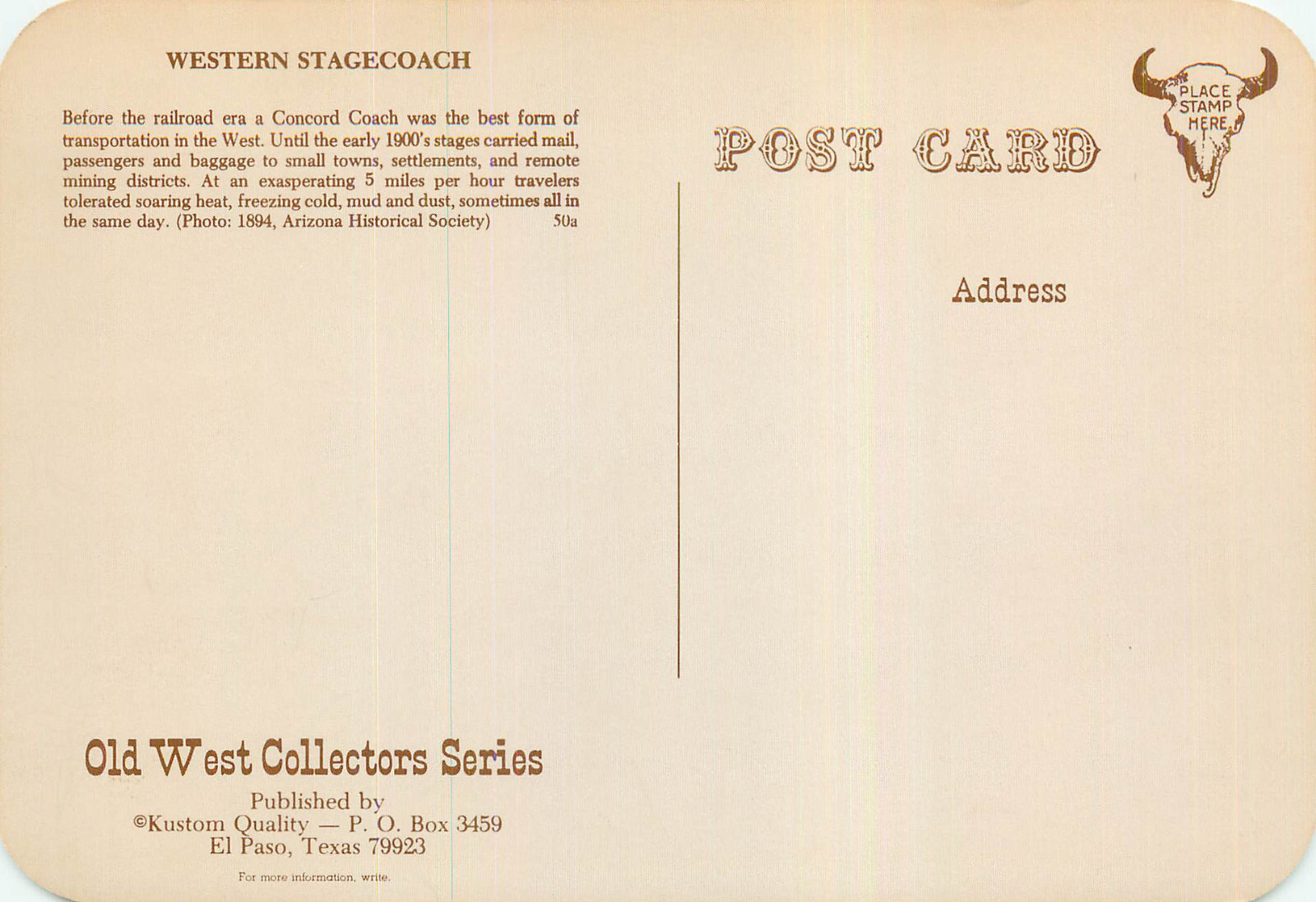 Postcard Western Coach | eBay