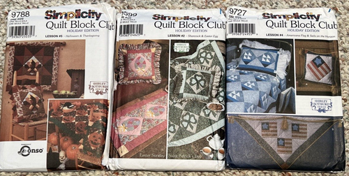Lot of 3 Simplicity QUILT BLOCK CLUB Holiday Editions ~Uncut Lesson 2 ...