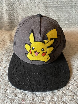 Nintendo Pokemon Pichu Pikachu Snapback Hat 2017 Gray Black Embroidered ...
