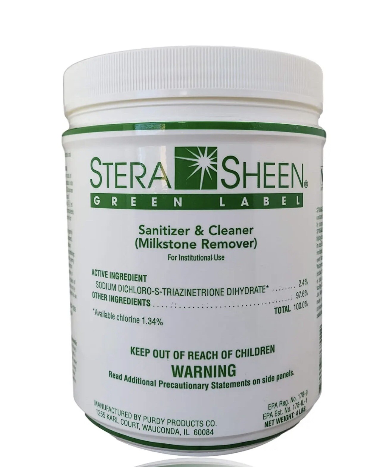 Purdy STERA SHEEN Green Label Sanitizer and Milkstone Remover 4 lbs ...