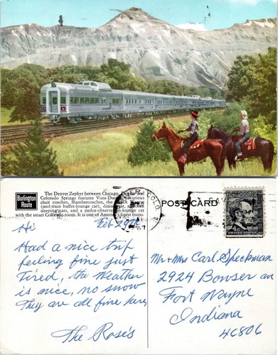 Colorado Denver Zephyr Train Posted 1967 Denver to Fort Wayne Indiana ...