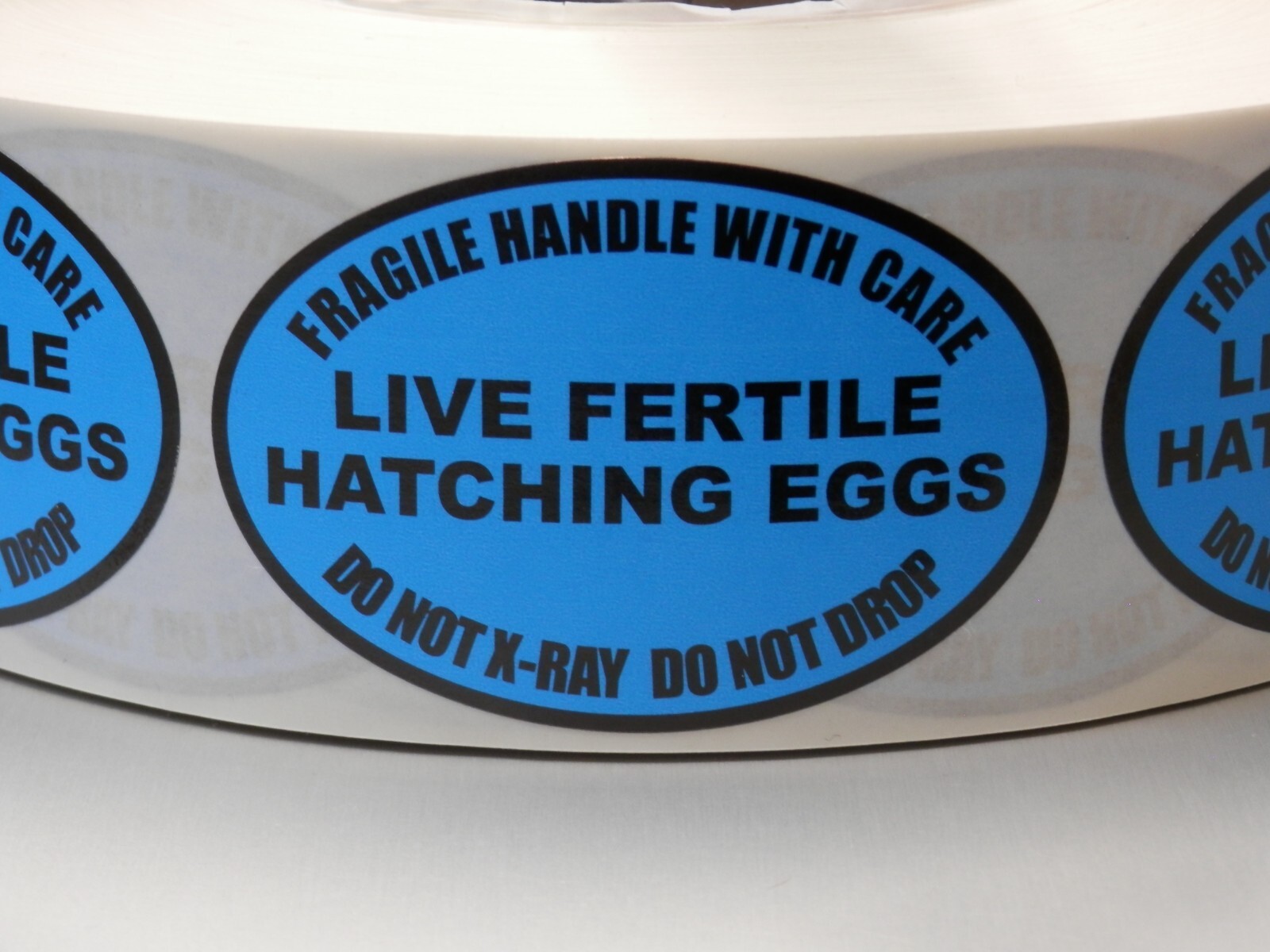 250 stickers, LIVE FERTILE HATCH. EGGS Handle/Care, 2x3 oval labels ...