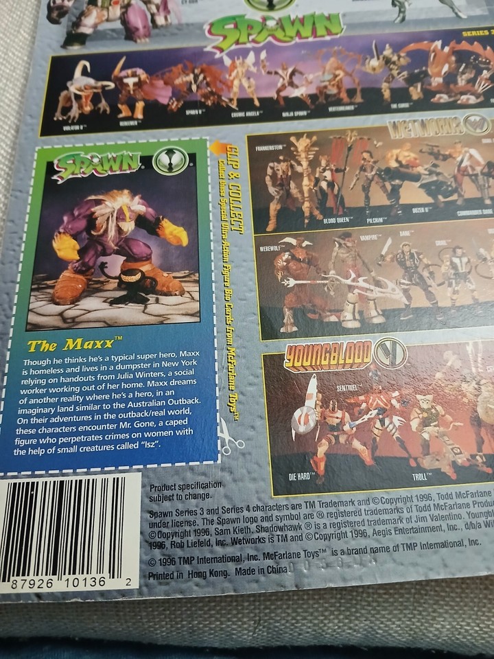 McFarlane Toys The Maxx & ShadowHawk Spawn Figure 1996 Bio File Card ...