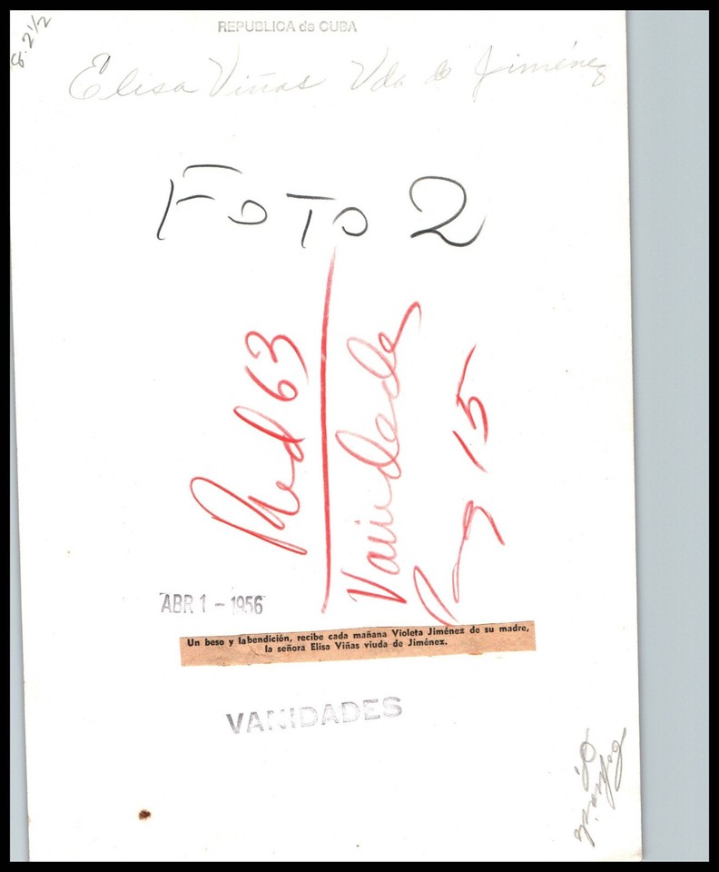 CUBA CUBAN ACTRESS ELISA VINAS + VIOLETA JIMENEZ PORTRAIT 1950s ORIG ...