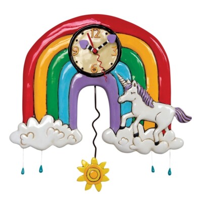 Michelle Allen Designs Rainbows & Unicorns Pendulum Kitchen Wall Clock ...