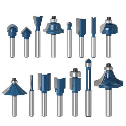 15PCS Set 1/4 Router Bit Cove Box/Chamfer/Dovetail/Round over/Straight ...