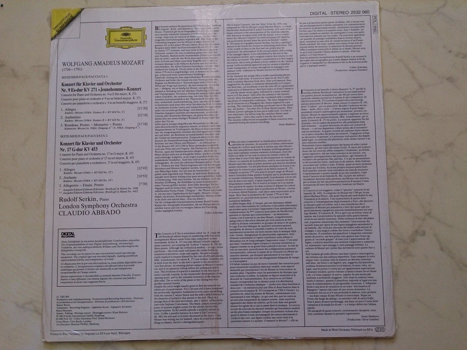 Mozart Piano Concertos 9 & 17 Serkin / Abbado London Symphony *Still ...