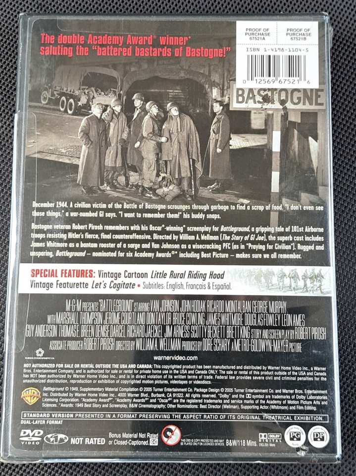 Battleground DVD NEW SEALED Van Johnson Ricardo Montalban 1949 WB 67521 ...