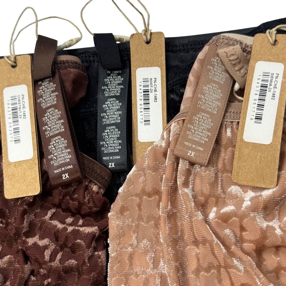 SKIMS Burnout Velvet String Bikini Brief Lot of 3 Sienna Chestnut Onyx 2X | eBay