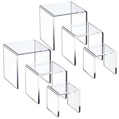 HIIMIEI Clear Acrylic Display Risers 2 Sets, 3-Tier Risers Stands ...