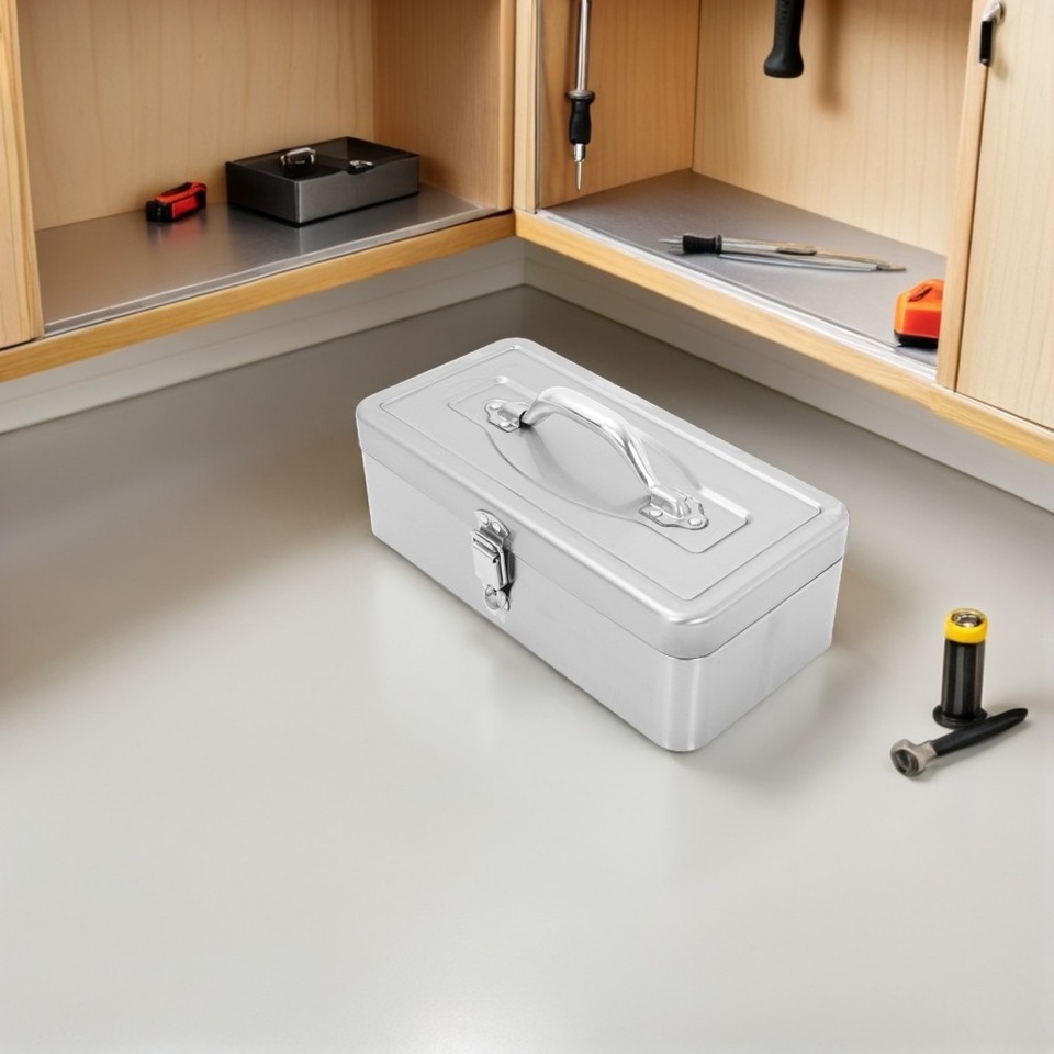 Portable Metal Toolbox Stainless Steel Organizer Box Large Tool Storage ...