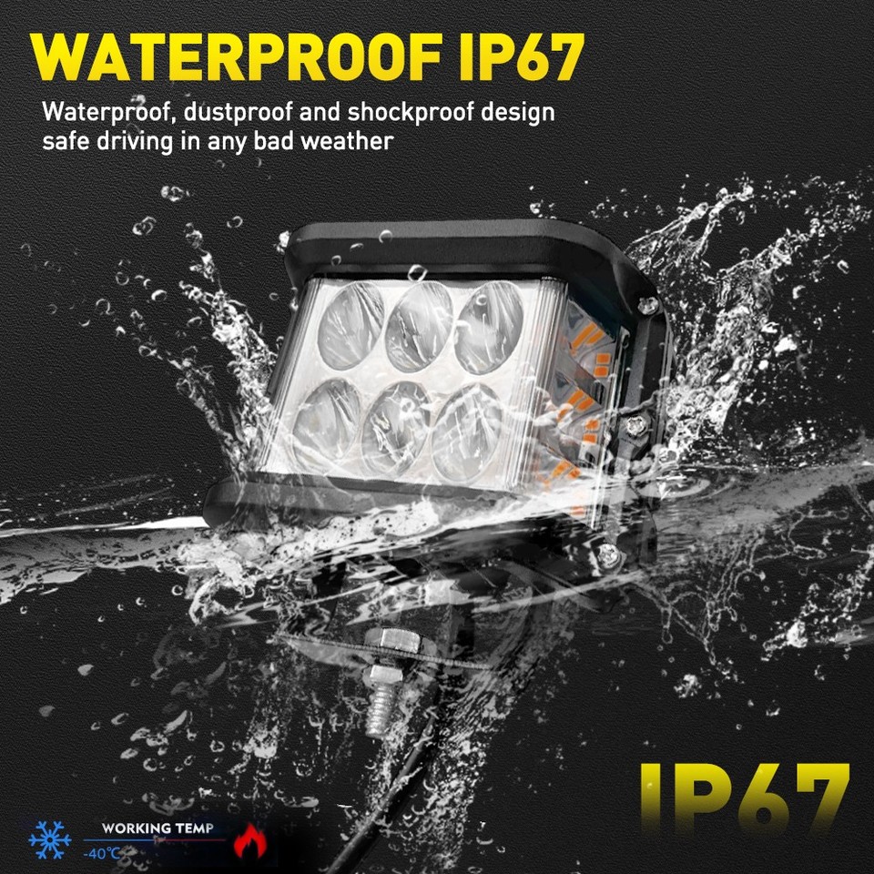 4" INCH LED Light Bar Cube White Recovery Strobe Flashing Work Light ...