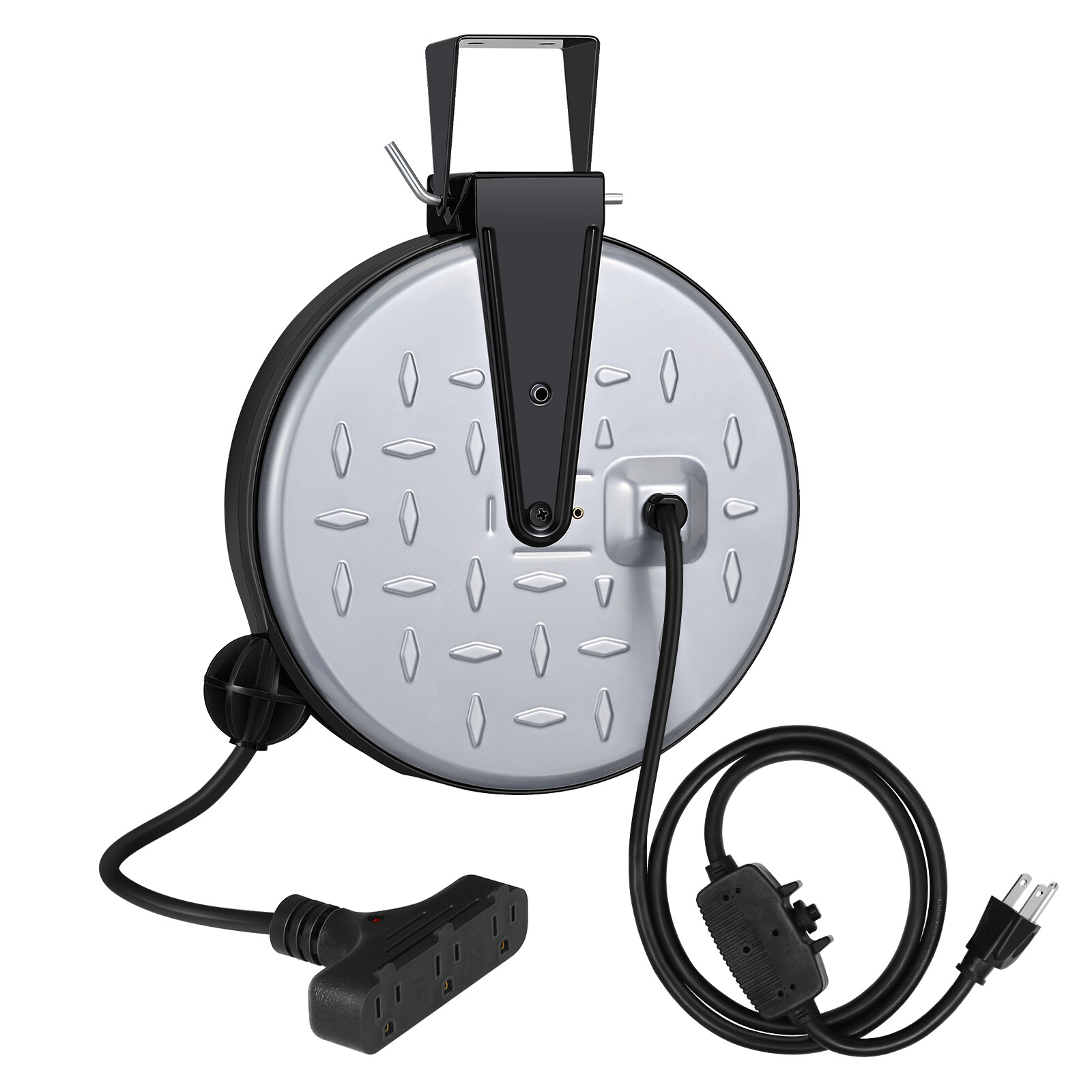 DEWENWILS Metal Extension Cord Reel,30FT retractable extension cord 3 ...